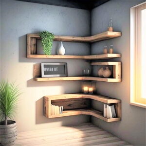 Amazing Design Ideas for Wood Pallets Corner Shelves | Wood Pallet ...