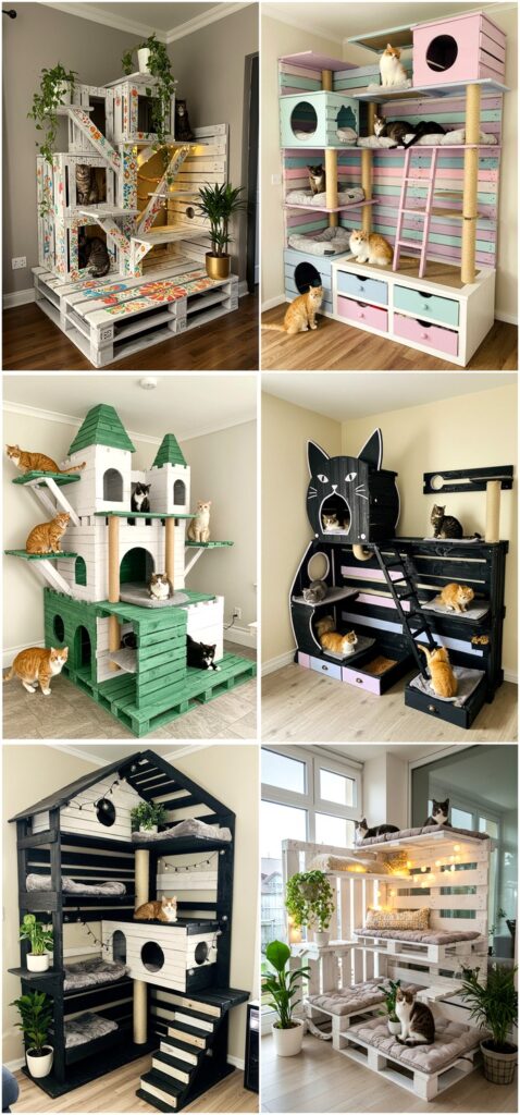 Transform Wooden Pallets into Stylish Eco-Friendly Cat Tree Houses | Wood Pallet Creations